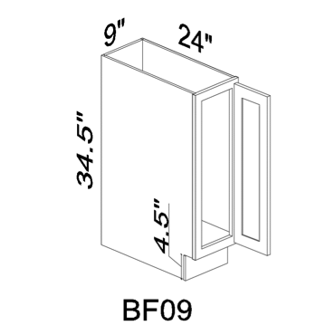 BF09/B09 9" base cabinet full door - Unfinished – United Cabinetry