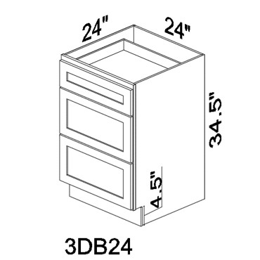 DB24 24" drawer base cabinet - White – United Cabinetry